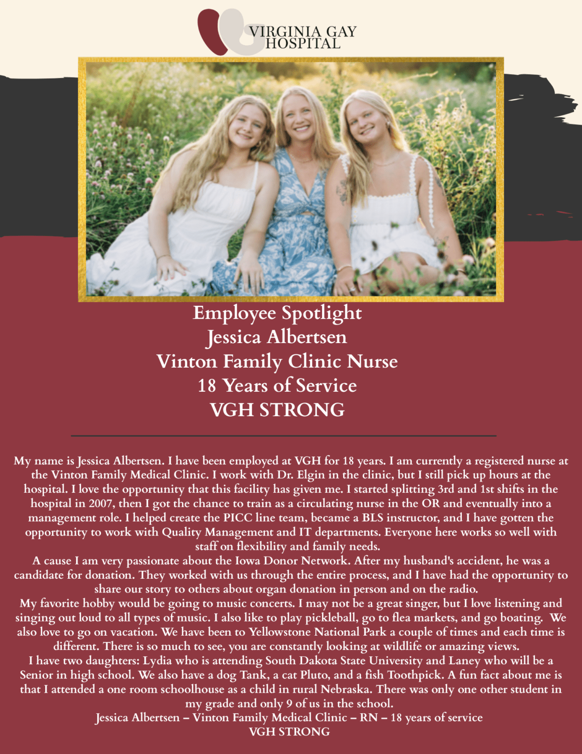 Employee Spotlight - Jessica Albertsen, RN - Virginia Gay
